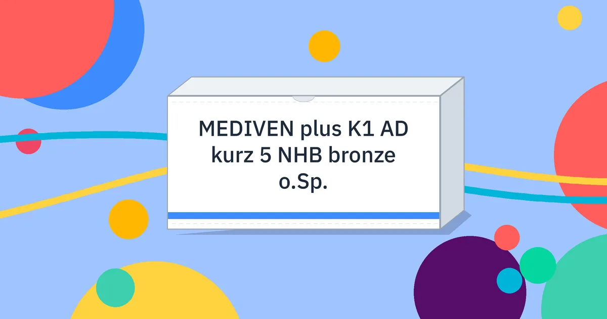 Symbolbild: Packung mit der Aufschrift MEDIVEN plus K1 AD kurz 5 NHB bronze o.Sp. (PZN 15898277) – Verfügbarkeit und Bezug in Apotheken in Frankfurt am Main