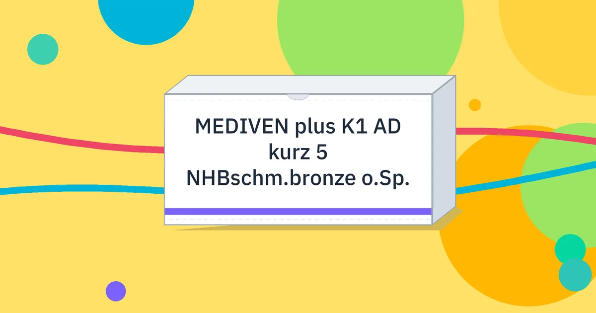 Symbolbild: Packung mit der Aufschrift MEDIVEN plus K1 AD kurz 5 NHBschm.bronze o.Sp. (PZN 15899615) – Verfügbarkeit und Bezug in Apotheken in Frankfurt am Main