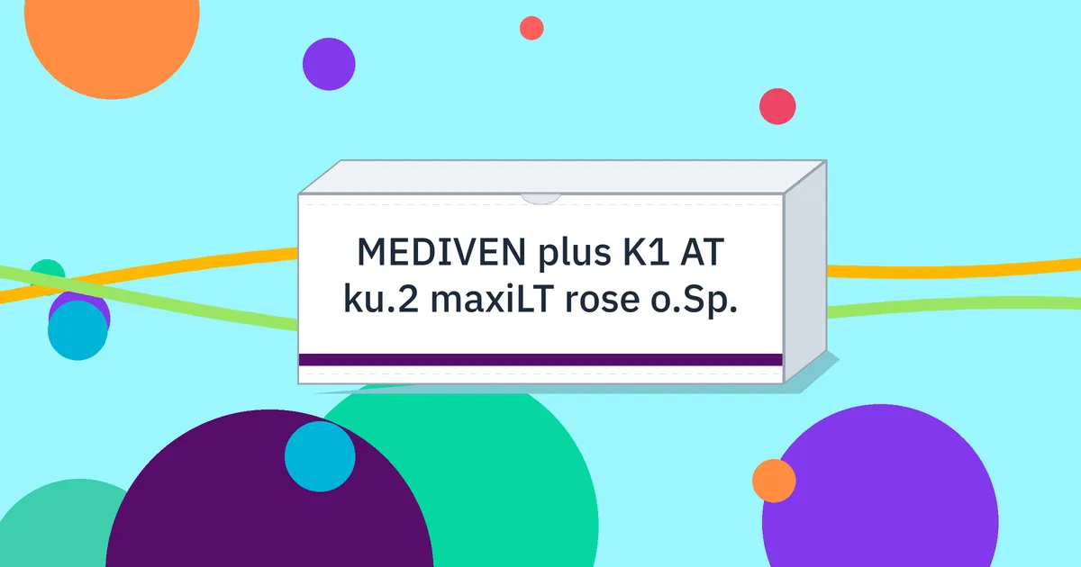 Symbolbild: Packung mit der Aufschrift MEDIVEN plus K1 AT ku.2 maxiLT rose o.Sp. (PZN 15069227) – Verfügbarkeit und Bezug in Apotheken in Frankfurt am Main