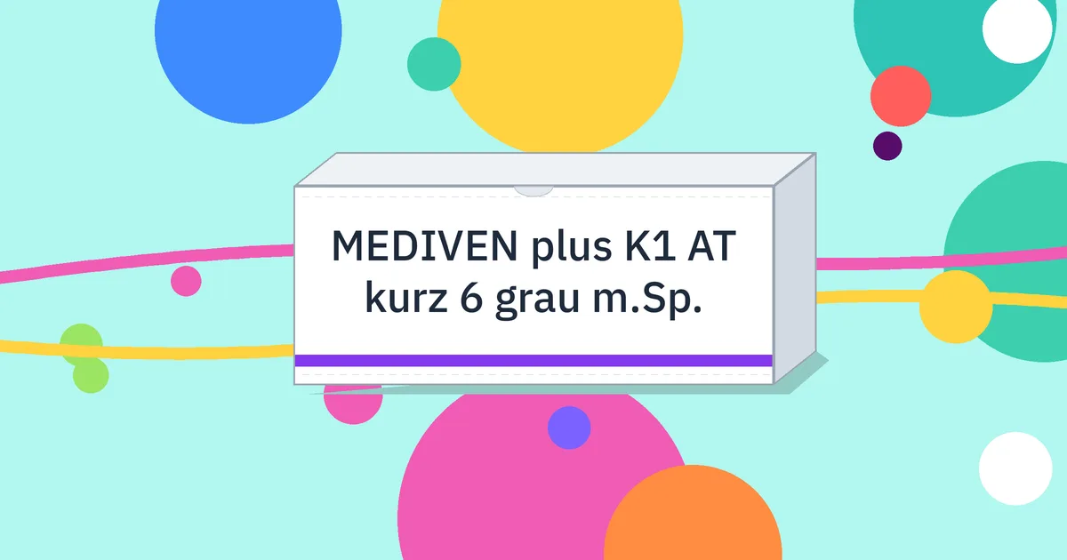 Symbolbild: Packung mit der Aufschrift MEDIVEN plus K1 AT kurz 6 grau m.Sp. (PZN 18931992) – Verfügbarkeit und Bezug in Apotheken in Frankfurt am Main