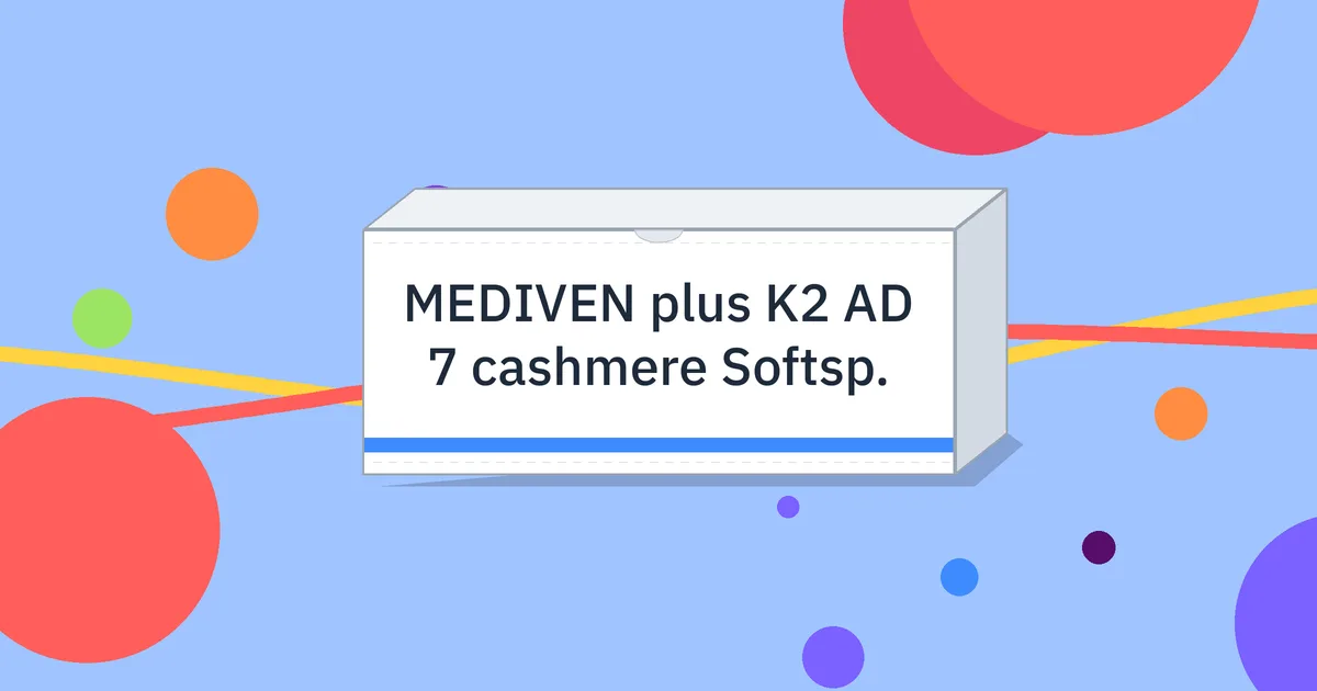Symbolbild: Packung mit der Aufschrift MEDIVEN plus K2 AD 7 cashmere Softsp. (PZN 15092999) – Verfügbarkeit und Bezug in Apotheken in Frankfurt am Main