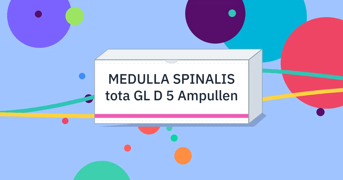 Symbolbild: Packung mit der Aufschrift MEDULLA SPINALIS tota GL D 5 Ampullen (PZN 03356217) – Verfügbarkeit und Bezug in Apotheken in Frankfurt am Main