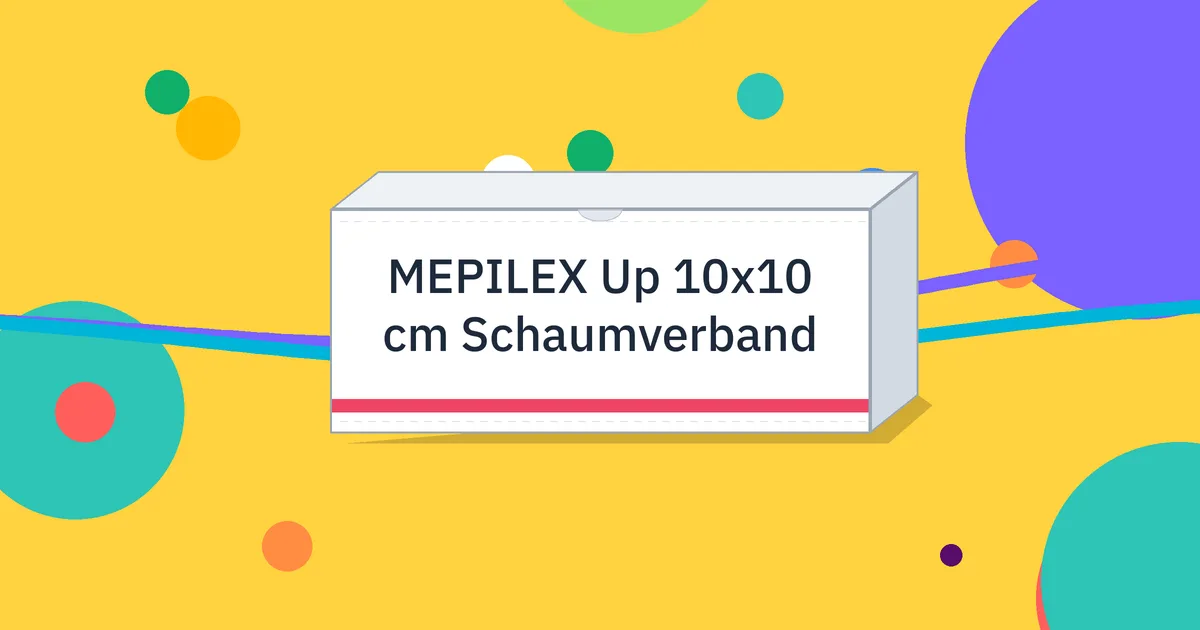 Symbolbild: Packung mit der Aufschrift MEPILEX Up 10x10 cm Schaumverband (PZN 19903584) – Verfügbarkeit und Bezug in Apotheken in Frankfurt am Main