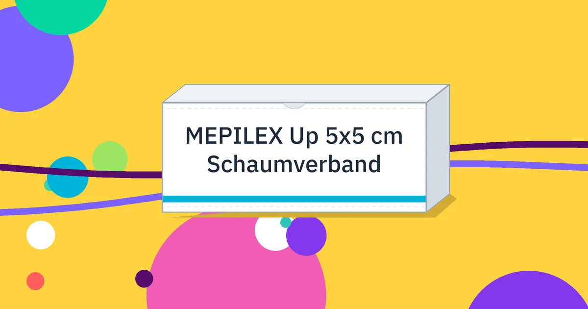 Symbolbild: Packung mit der Aufschrift MEPILEX Up 5x5 cm Schaumverband (PZN 18781819) – Verfügbarkeit und Bezug in Apotheken in Frankfurt am Main