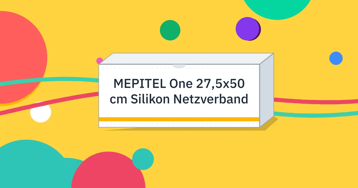Symbolbild: Packung mit der Aufschrift MEPITEL One 27,5x50 cm Silikon Netzverband (PZN 12577325) – Verfügbarkeit und Bezug in Apotheken in Frankfurt am Main