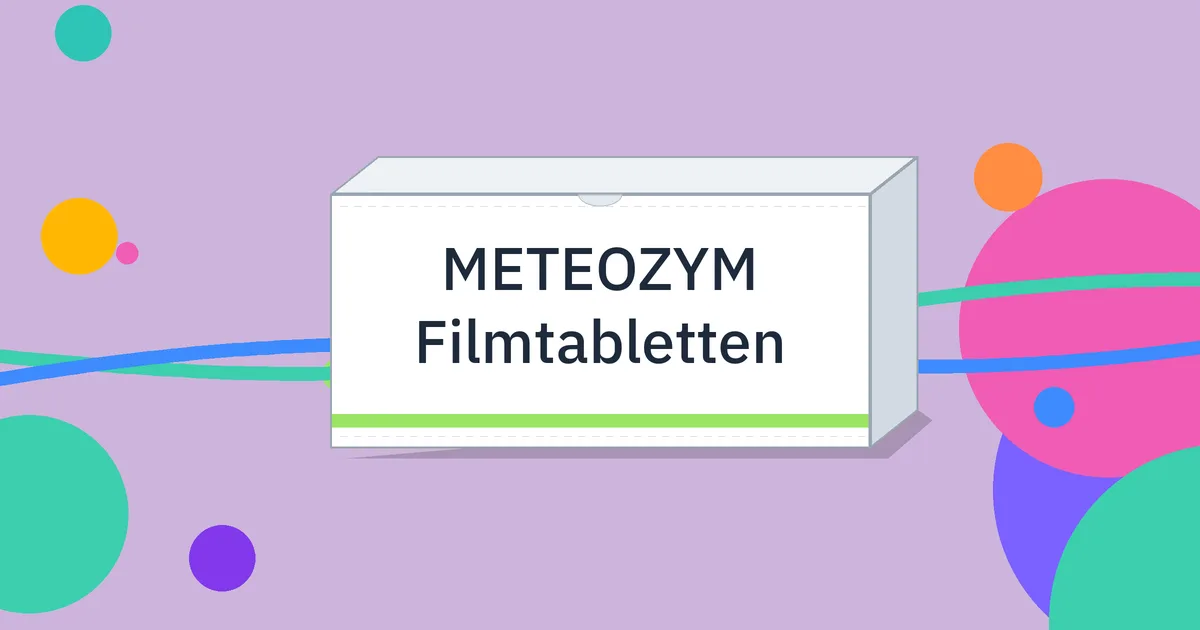 Symbolbild: Packung mit der Aufschrift METEOZYM Filmtabletten (PZN 07109119) – Verfügbarkeit und Bezug in Apotheken in Frankfurt am Main