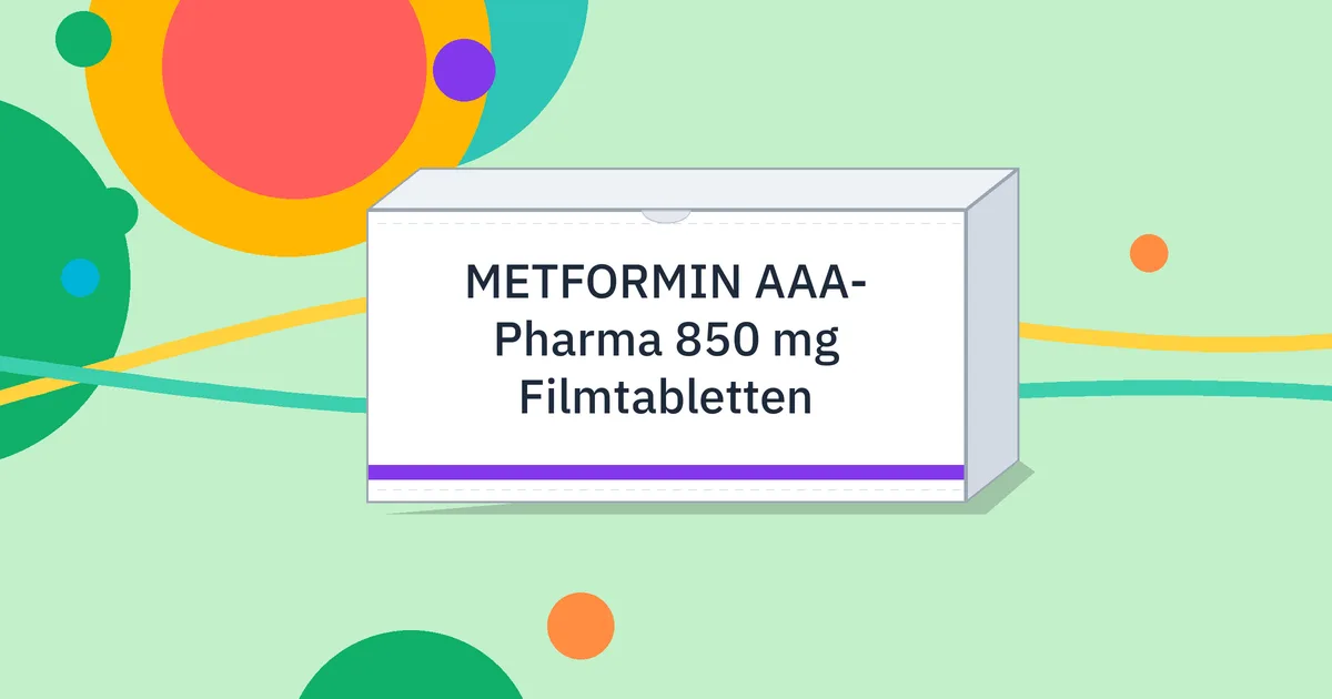 Symbolbild: Packung mit der Aufschrift METFORMIN AAA-Pharma 850 mg Filmtabletten (PZN 20058160) – Verfügbarkeit und Bezug in Apotheken in Frankfurt am Main