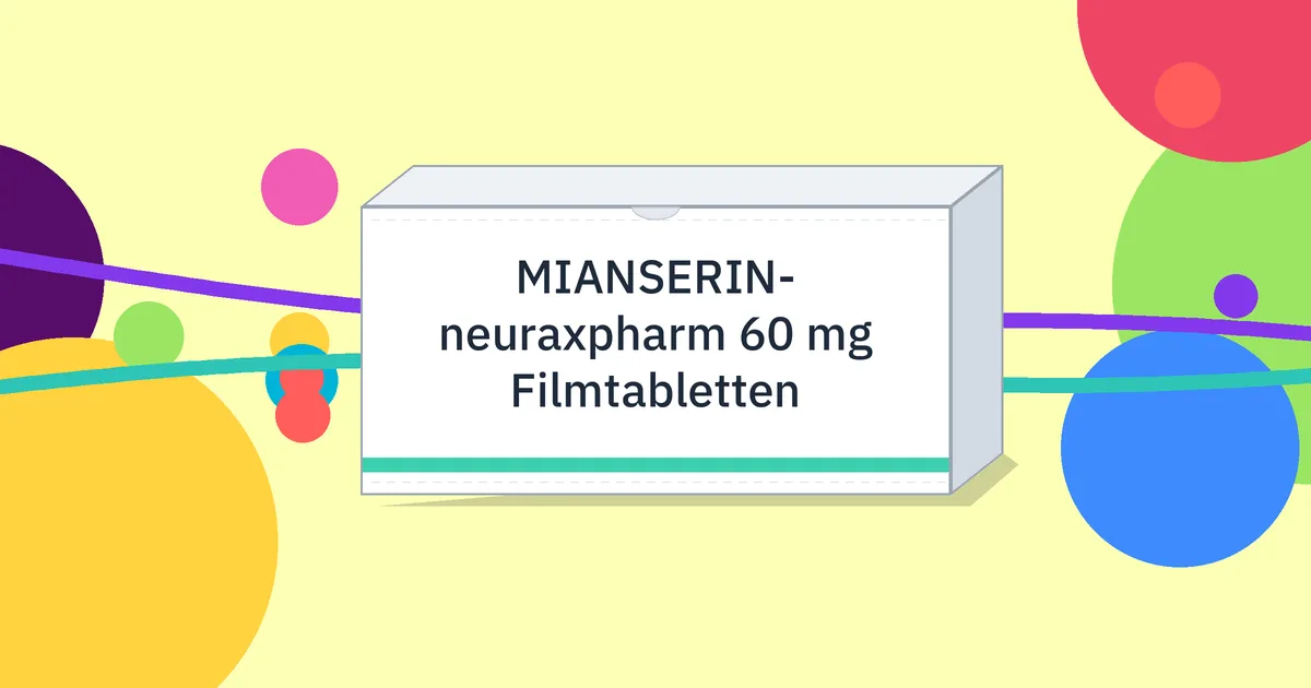 Symbolbild: Packung mit der Aufschrift MIANSERIN-neuraxpharm 60 mg Filmtabletten (PZN 01267082) – Verfügbarkeit und Bezug in Apotheken in Frankfurt am Main