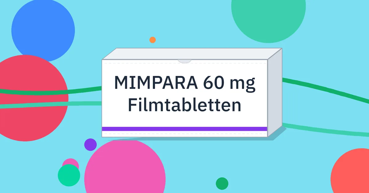 Symbolbild: Packung mit der Aufschrift MIMPARA 60 mg Filmtabletten (PZN 18314124) – Verfügbarkeit und Bezug in Apotheken in Frankfurt am Main