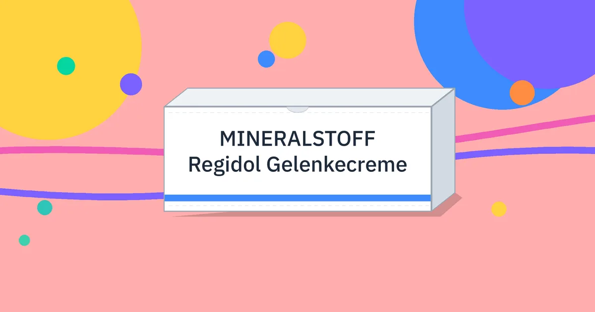 Symbolbild: Packung mit der Aufschrift MINERALSTOFF Regidol Gelenkecreme (PZN 03822576) – Verfügbarkeit und Bezug in Apotheken in Frankfurt am Main