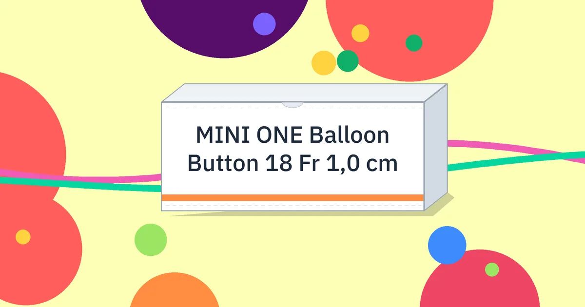 Symbolbild: Packung mit der Aufschrift MINI ONE Balloon Button 18 Fr 1,0 cm (PZN 14342170) – Verfügbarkeit und Bezug in Apotheken in Frankfurt am Main