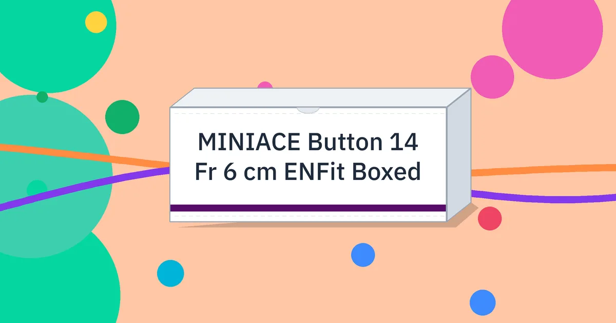 Symbolbild: Packung mit der Aufschrift MINIACE Button 14 Fr 6 cm ENFit Boxed (PZN 16954256) – Verfügbarkeit und Bezug in Apotheken in Frankfurt am Main
