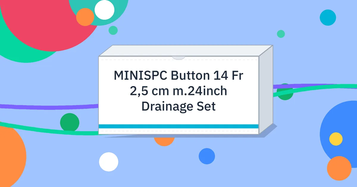 Symbolbild: Packung mit der Aufschrift MINISPC Button 14 Fr 2,5 cm m.24inch Drainage Set (PZN 20821733) – Verfügbarkeit und Bezug in Apotheken in Frankfurt am Main