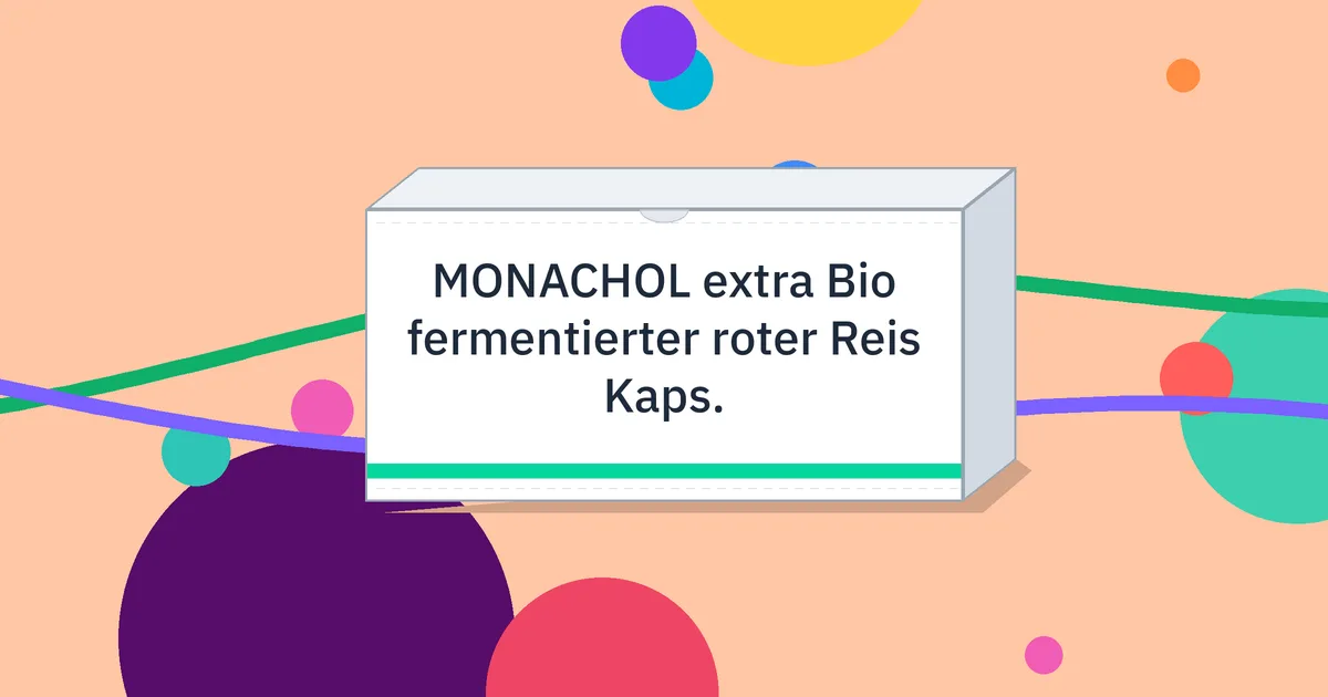 Symbolbild: Packung mit der Aufschrift MONACHOL extra Bio fermentierter roter Reis Kaps. (PZN 19519874) – Verfügbarkeit und Bezug in Apotheken in Frankfurt am Main