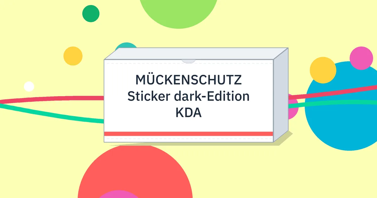 Symbolbild: Packung mit der Aufschrift MÜCKENSCHUTZ Sticker dark-Edition KDA (PZN 18295208) – Verfügbarkeit und Bezug in Apotheken in Frankfurt am Main
