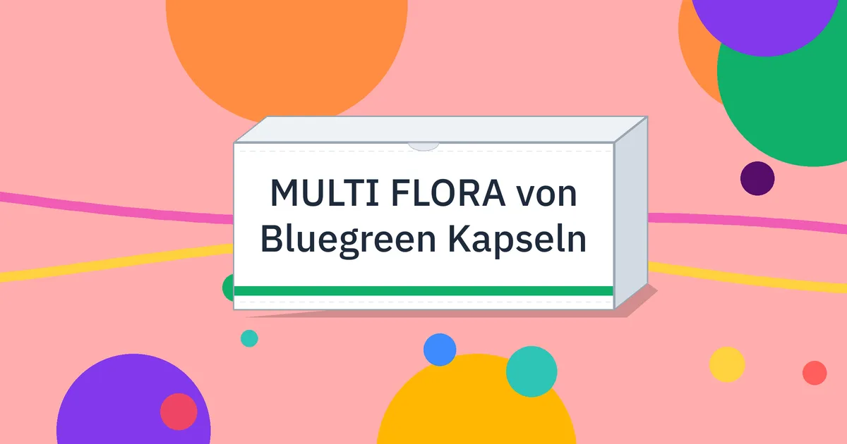 Symbolbild: Packung mit der Aufschrift MULTI FLORA von Bluegreen Kapseln (PZN 13835083) – Verfügbarkeit und Bezug in Apotheken in Frankfurt am Main