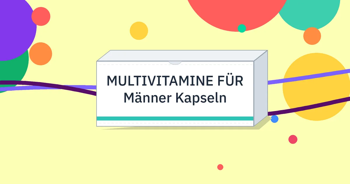 Symbolbild: Packung mit der Aufschrift MULTIVITAMINE FÜR Männer Kapseln (PZN 19642126) – Verfügbarkeit und Bezug in Apotheken in Frankfurt am Main