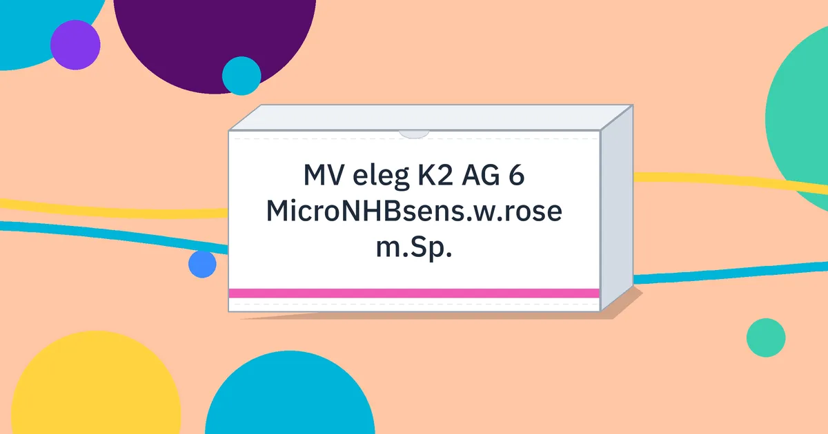 Symbolbild: Packung mit der Aufschrift MV eleg K2 AG 6 MicroNHBsens.w.rose m.Sp. (PZN 15725105) – Verfügbarkeit und Bezug in Apotheken in Frankfurt am Main