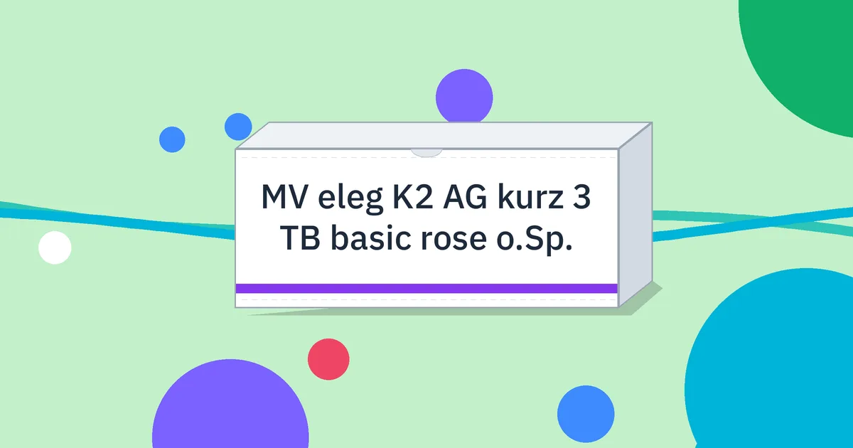 Symbolbild: Packung mit der Aufschrift MV eleg K2 AG kurz 3 TB basic rose o.Sp. (PZN 14698398) – Verfügbarkeit und Bezug in Apotheken in Frankfurt am Main