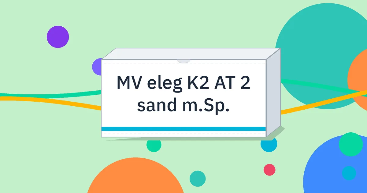 Symbolbild: Packung mit der Aufschrift MV eleg K2 AT 2 sand m.Sp. (PZN 18922852) – Verfügbarkeit und Bezug in Apotheken in Frankfurt am Main