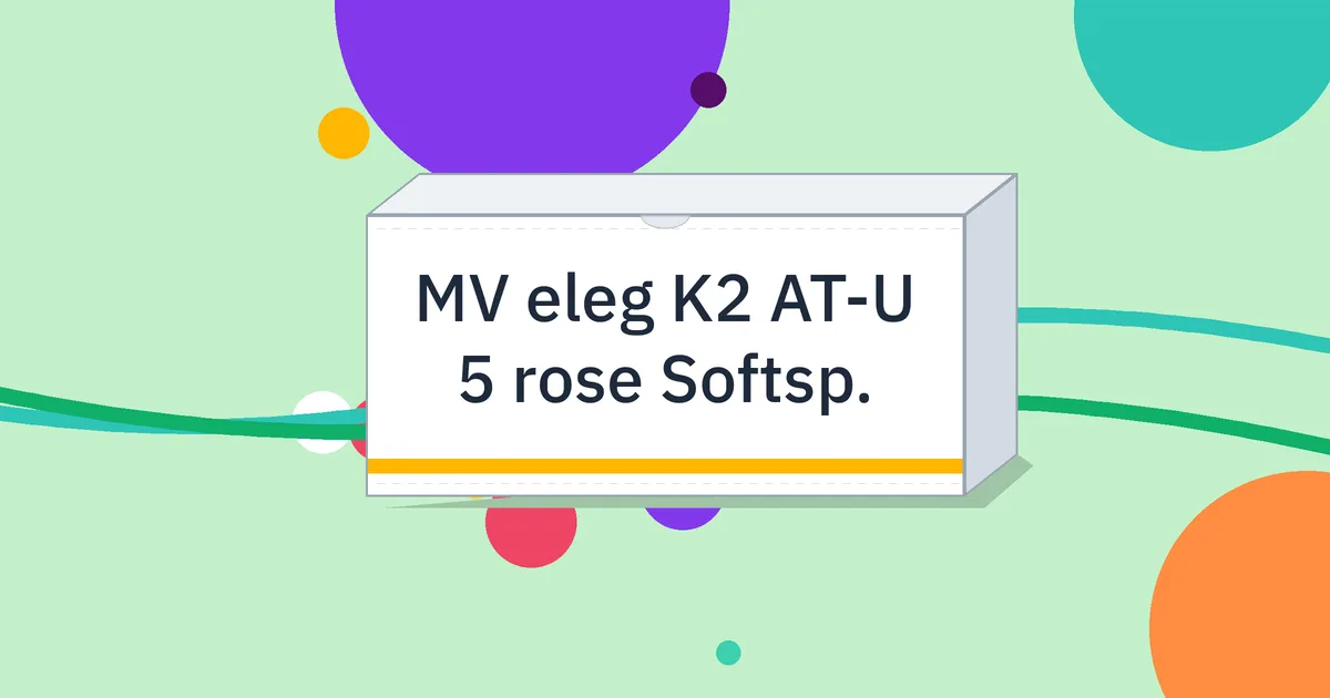 Symbolbild: Packung mit der Aufschrift MV eleg K2 AT-U 5 rose Softsp. (PZN 15291144) – Verfügbarkeit und Bezug in Apotheken in Frankfurt am Main