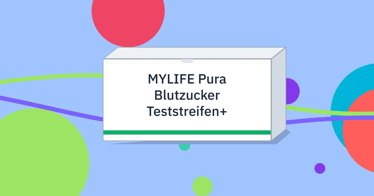 Symbolbild: Packung mit der Aufschrift MYLIFE Pura Blutzucker Teststreifen+ (PZN 20693637) – Verfügbarkeit und Bezug in Apotheken in Frankfurt am Main
