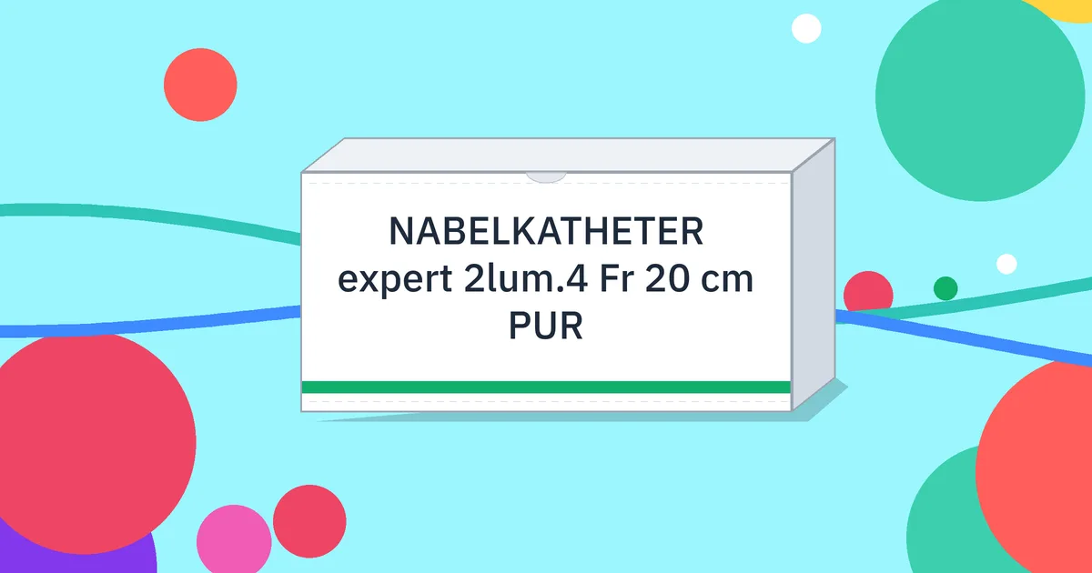 Symbolbild: Packung mit der Aufschrift NABELKATHETER expert 2lum.4 Fr 20 cm PUR (PZN 13712009) – Verfügbarkeit und Bezug in Apotheken in Frankfurt am Main