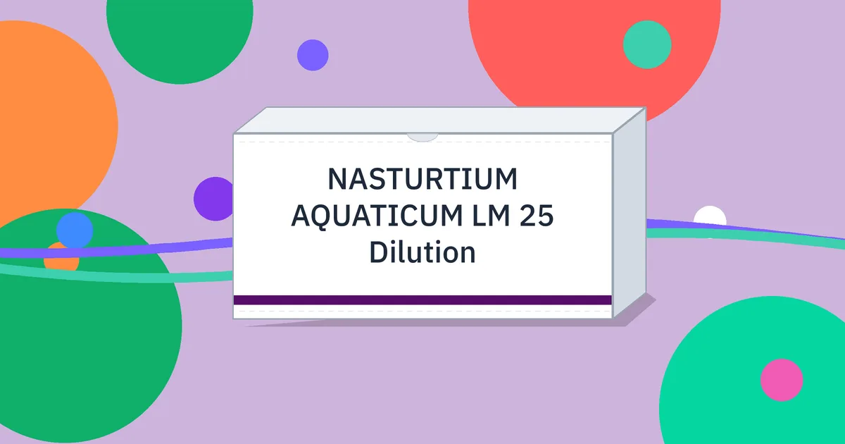 Symbolbild: Packung mit der Aufschrift NASTURTIUM AQUATICUM LM 25 Dilution (PZN 13616470) – Verfügbarkeit und Bezug in Apotheken in Frankfurt am Main