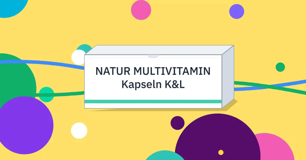 Symbolbild: Packung mit der Aufschrift NATUR MULTIVITAMIN Kapseln K&L (PZN 16900935) – Verfügbarkeit und Bezug in Apotheken in Frankfurt am Main