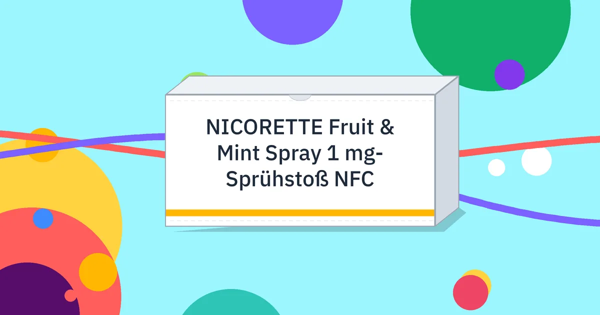 Symbolbild: Packung mit der Aufschrift NICORETTE Fruit & Mint Spray 1 mg-Sprühstoß NFC (PZN 18215132) – Verfügbarkeit und Bezug in Apotheken in Frankfurt am Main