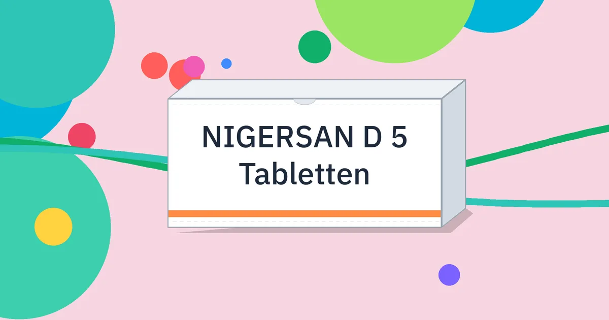 Symbolbild: Packung mit der Aufschrift NIGERSAN D 5 Tabletten (PZN 04603913) – Verfügbarkeit und Bezug in Apotheken in Frankfurt am Main