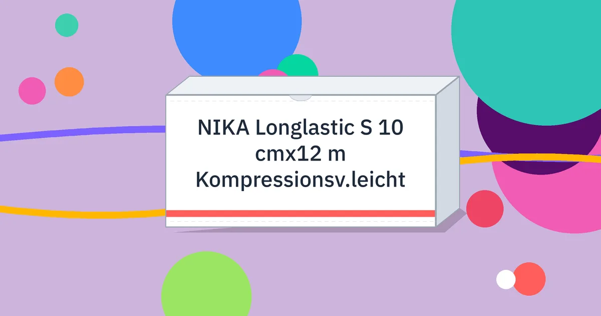 Symbolbild: Packung mit der Aufschrift NIKA Longlastic S 10 cmx12 m Kompressionsv.leicht (PZN 20520658) – Verfügbarkeit und Bezug in Apotheken in Frankfurt am Main
