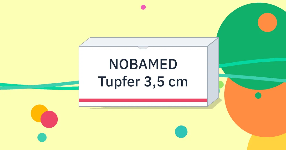 Symbolbild: Packung mit der Aufschrift NOBAMED Tupfer 3,5 cm (PZN 16029129) – Verfügbarkeit und Bezug in Apotheken in Frankfurt am Main