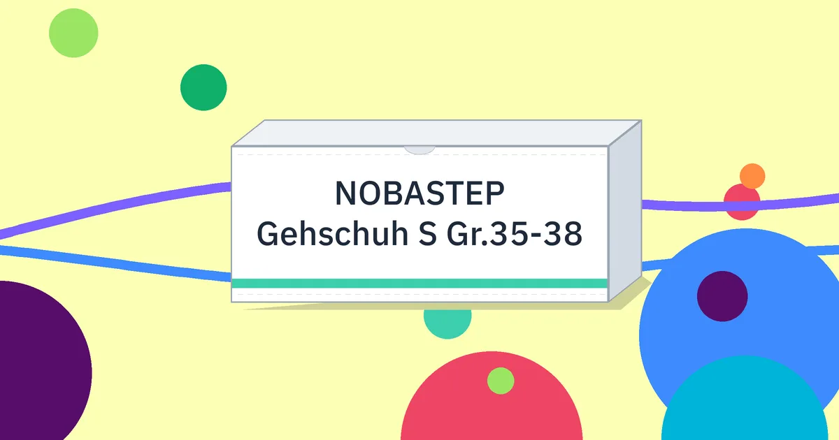Symbolbild: Packung mit der Aufschrift NOBASTEP Gehschuh S Gr.35-38 (PZN 02196148) – Verfügbarkeit und Bezug in Apotheken in Frankfurt am Main