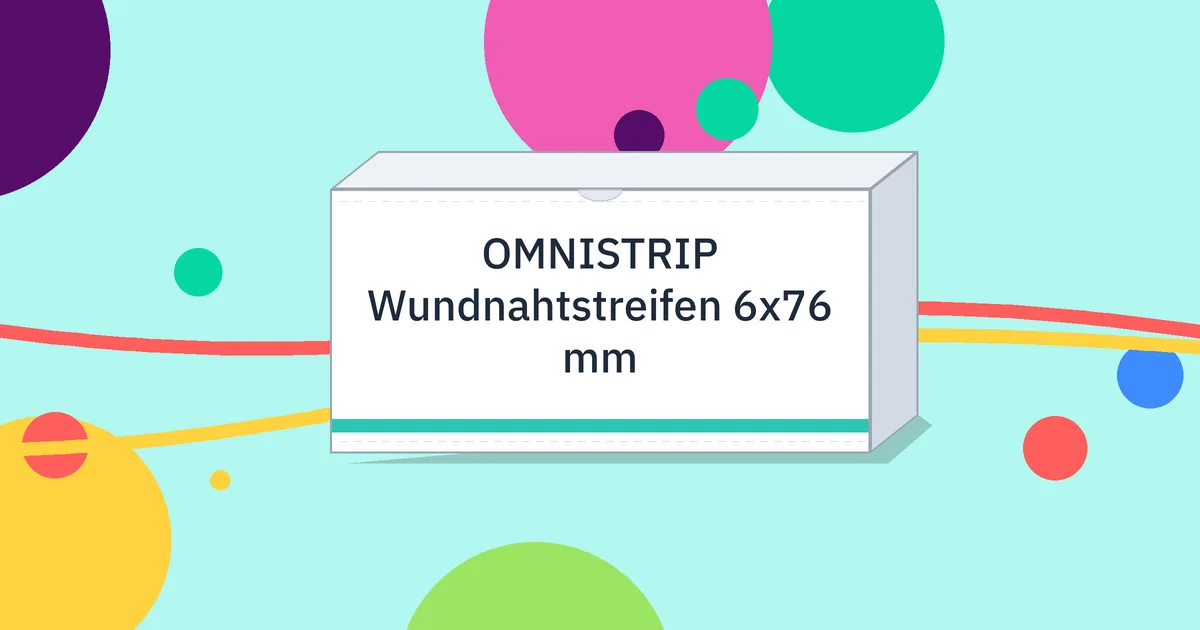 Symbolbild: Packung mit der Aufschrift OMNISTRIP Wundnahtstreifen 6x76 mm (PZN 00696438) – Verfügbarkeit und Bezug in Apotheken in Frankfurt am Main