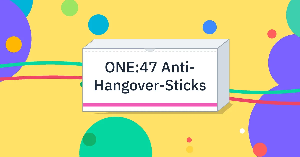Symbolbild: Packung mit der Aufschrift ONE:47 Anti-Hangover-Sticks (PZN 14412278) – Verfügbarkeit und Bezug in Apotheken in Frankfurt am Main