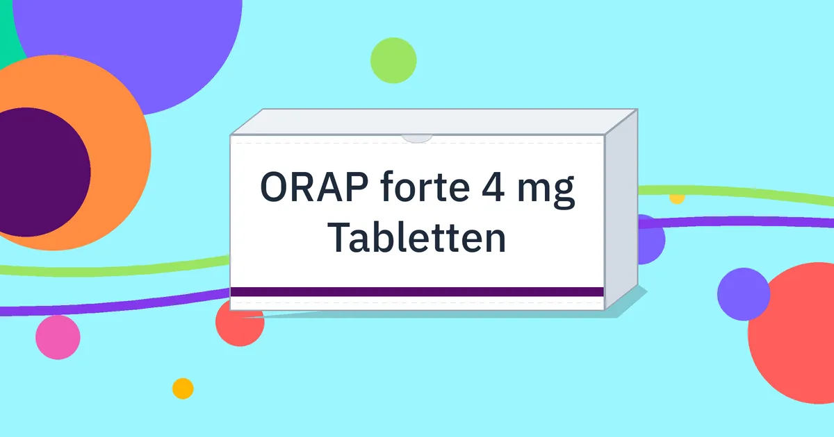 Symbolbild: Packung mit der Aufschrift ORAP forte 4 mg Tabletten (PZN 04964864) – Verfügbarkeit und Bezug in Apotheken in Frankfurt am Main