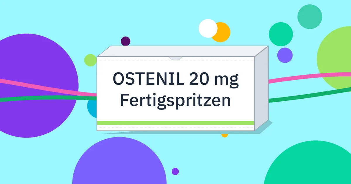 Symbolbild: Packung mit der Aufschrift OSTENIL 20 mg Fertigspritzen (PZN 08896935) – Verfügbarkeit und Bezug in Apotheken in Frankfurt am Main