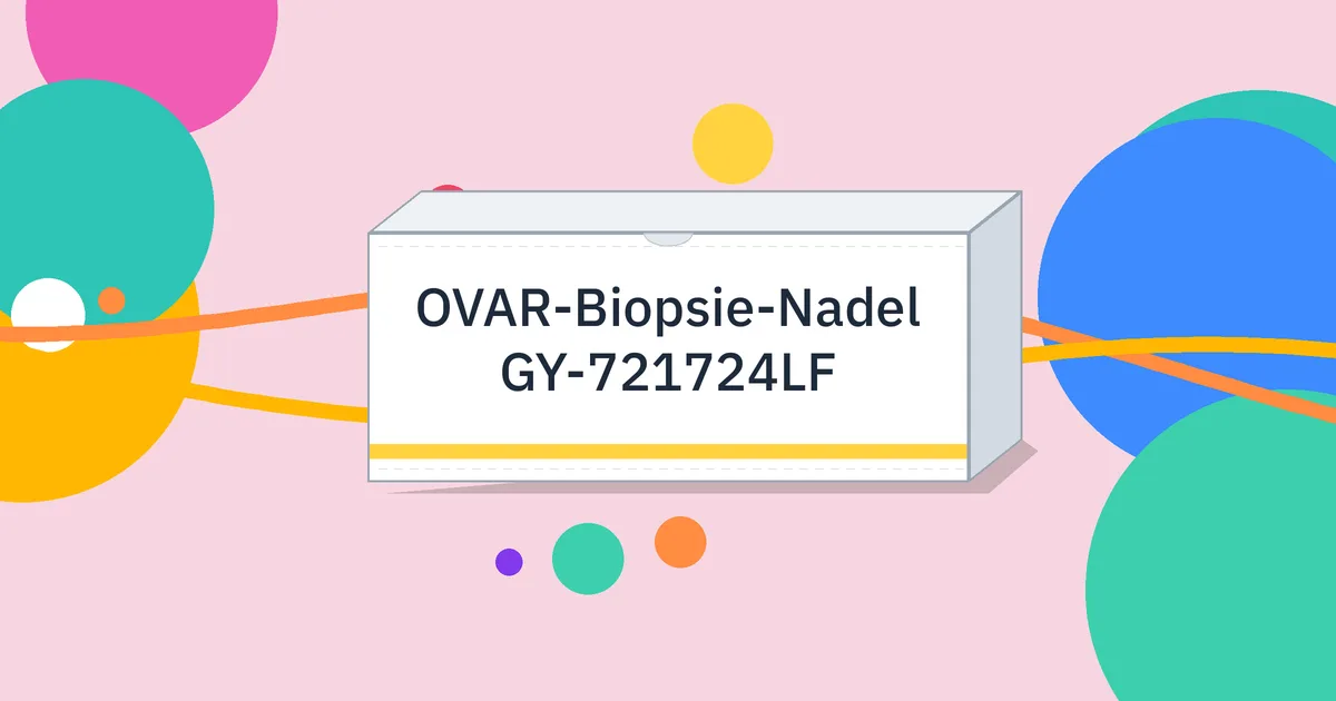 Symbolbild: Packung mit der Aufschrift OVAR-Biopsie-Nadel GY-721724LF (PZN 18264053) – Verfügbarkeit und Bezug in Apotheken in Frankfurt am Main