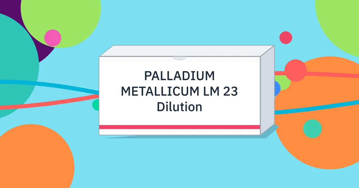 Symbolbild: Packung mit der Aufschrift PALLADIUM METALLICUM LM 23 Dilution (PZN 12975511) – Verfügbarkeit und Bezug in Apotheken in Frankfurt am Main