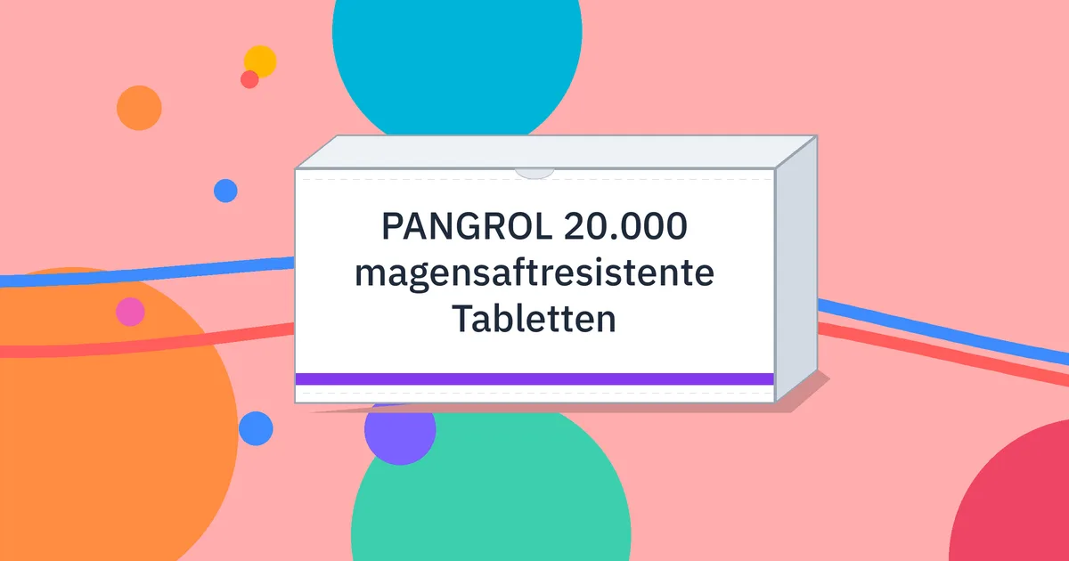 Symbolbild: Packung mit der Aufschrift PANGROL 20.000 magensaftresistente Tabletten (PZN 04783192) – Verfügbarkeit und Bezug in Apotheken in Frankfurt am Main