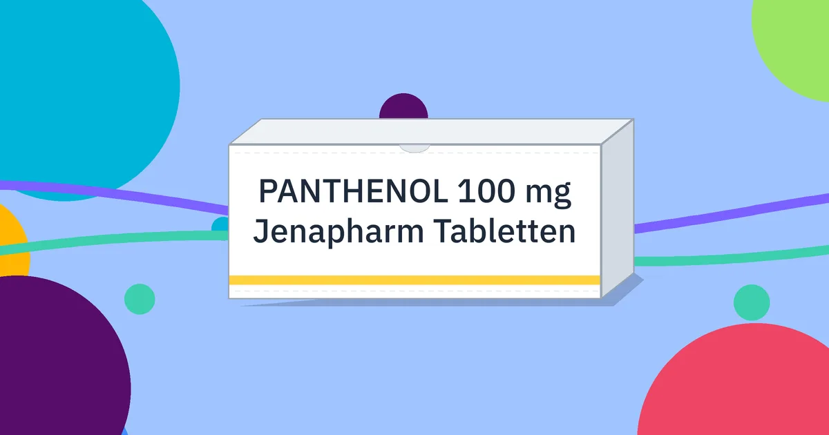 Symbolbild: Packung mit der Aufschrift PANTHENOL 100 mg Jenapharm Tabletten (PZN 04020790) – Verfügbarkeit und Bezug in Apotheken in Frankfurt am Main
