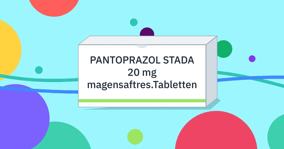 Symbolbild: Packung mit der Aufschrift PANTOPRAZOL STADA 20 mg magensaftres.Tabletten (PZN 01162207) – Verfügbarkeit und Bezug in Apotheken in Frankfurt am Main