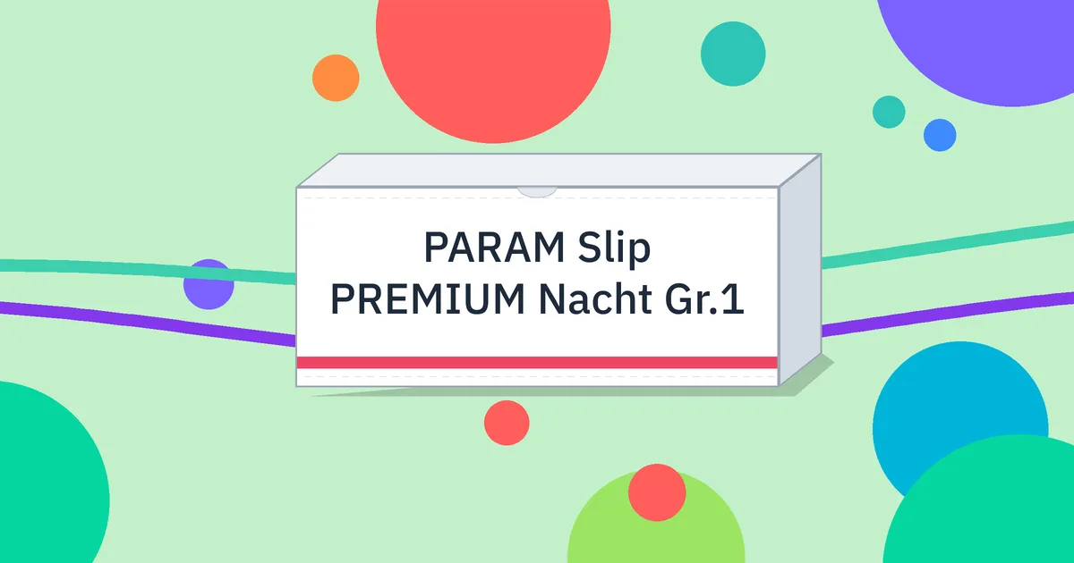 Symbolbild: Packung mit der Aufschrift PARAM Slip PREMIUM Nacht Gr.1 (PZN 12533345) – Verfügbarkeit und Bezug in Apotheken in Frankfurt am Main