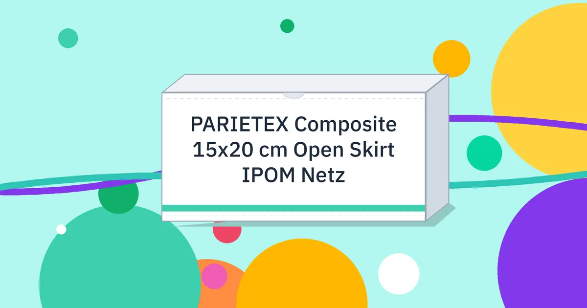 Symbolbild: Packung mit der Aufschrift PARIETEX Composite 15x20 cm Open Skirt IPOM Netz (PZN 00462433) – Verfügbarkeit und Bezug in Apotheken in Frankfurt am Main