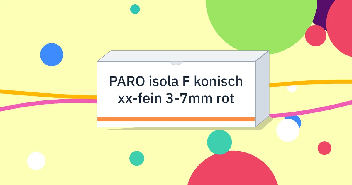 Symbolbild: Packung mit der Aufschrift PARO isola F konisch xx-fein 3-7mm rot (PZN 17372987) – Verfügbarkeit und Bezug in Apotheken in Frankfurt am Main