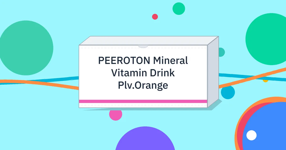 Symbolbild: Packung mit der Aufschrift PEEROTON Mineral Vitamin Drink Plv.Orange (PZN 09377491) – Verfügbarkeit und Bezug in Apotheken in Frankfurt am Main