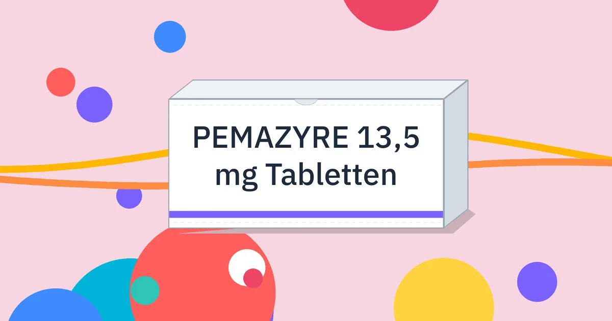 Symbolbild: Packung mit der Aufschrift PEMAZYRE 13,5 mg Tabletten (PZN 16908658) – Verfügbarkeit und Bezug in Apotheken in Frankfurt am Main