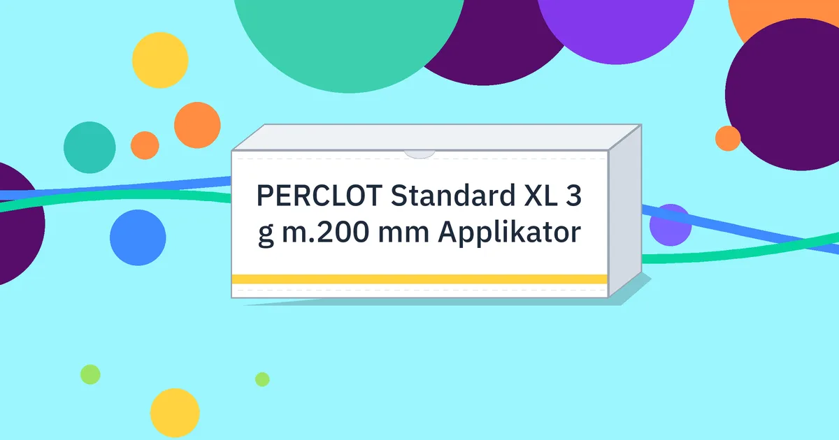 Symbolbild: Packung mit der Aufschrift PERCLOT Standard XL 3 g m.200 mm Applikator (PZN 19657843) – Verfügbarkeit und Bezug in Apotheken in Frankfurt am Main