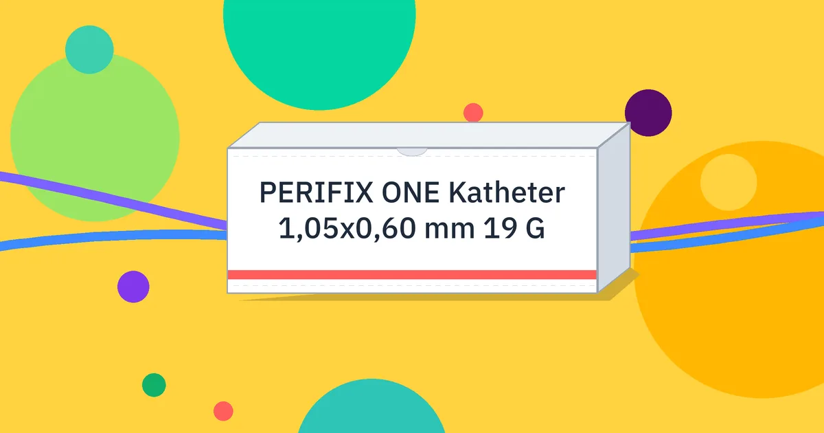 Symbolbild: Packung mit der Aufschrift PERIFIX ONE Katheter 1,05x0,60 mm 19 G (PZN 06849937) – Verfügbarkeit und Bezug in Apotheken in Frankfurt am Main